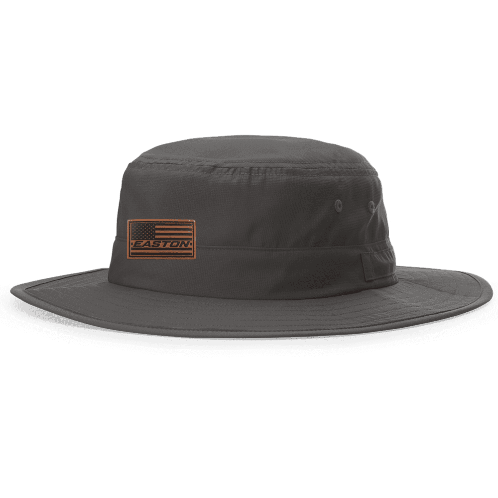Easton Bucket Hat Charocal with Leather Flag Patch: In-stock – Smash It ...