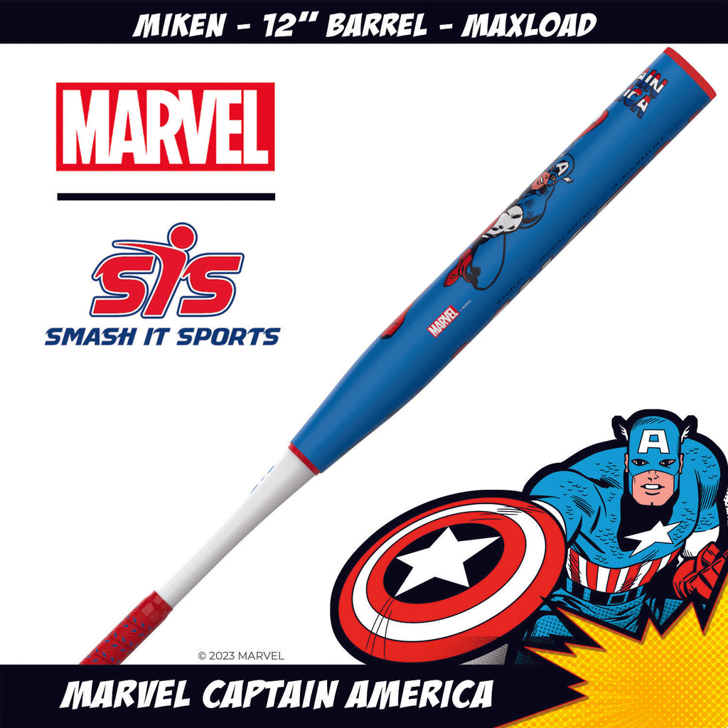 2023 Miken Marvel Captain America 12" 2PC Maxload USSSA Slowpitch ...