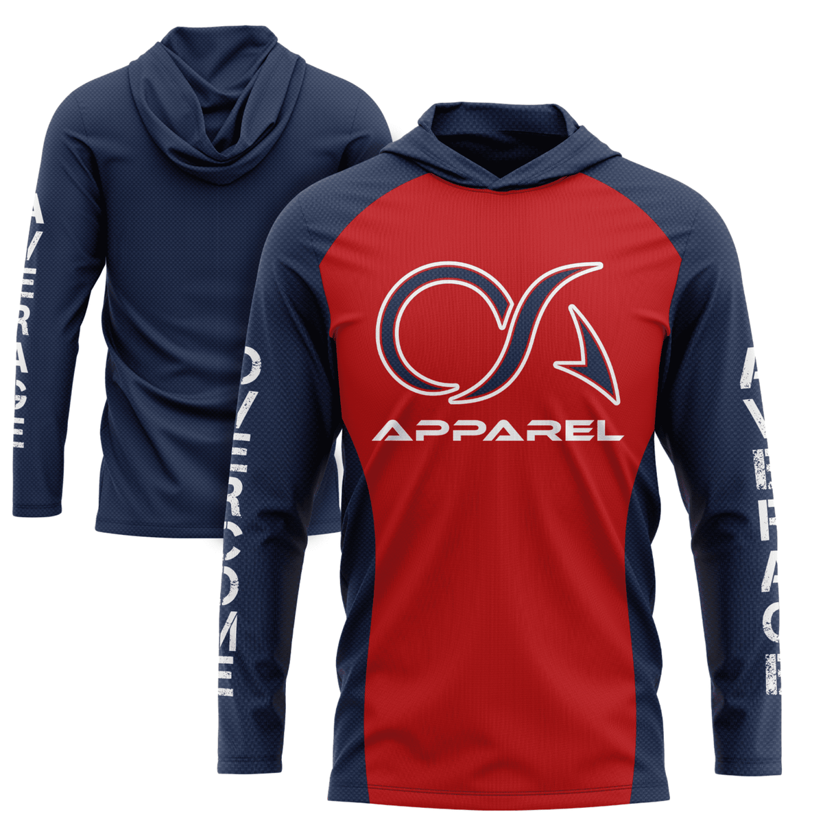 Overcome Average Hooded Long Sleeve Tee - Red/Navy Carbon Fiber – Smash ...