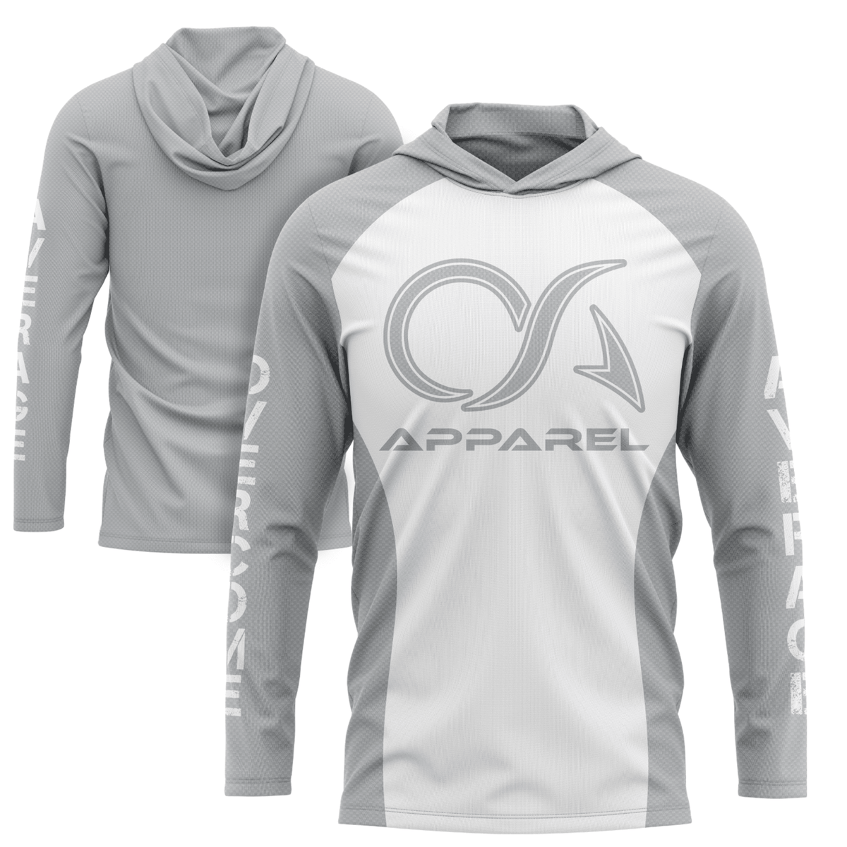 Overcome Average Hooded Long Sleeve Tee - White/Grey Carbon Fiber ...