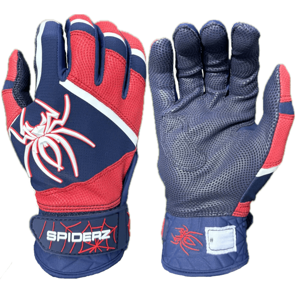 Spiderz Pro Premier Batting Gloves - Navy Blue/Red/White – Smash It Sports